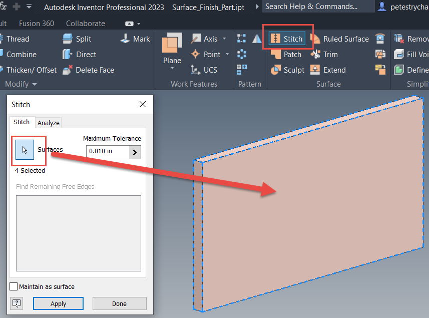 Inventor - Consistently and Efficiently Calculate Finished Surface Areas